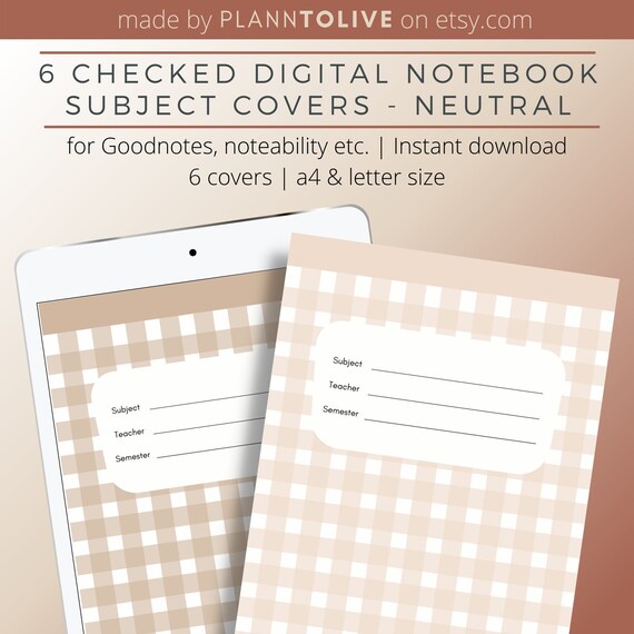 Digital Notebook Cover Template A4 and Letter Checked | Etsy