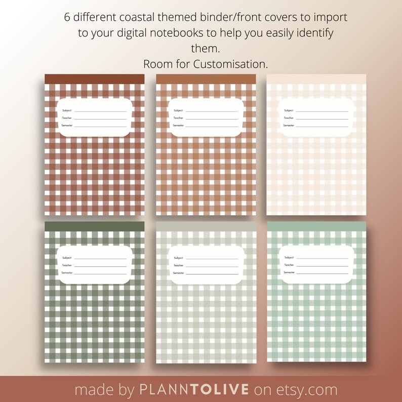 Digital Notebook Cover Template A4 and Letter Checked - Etsy Australia