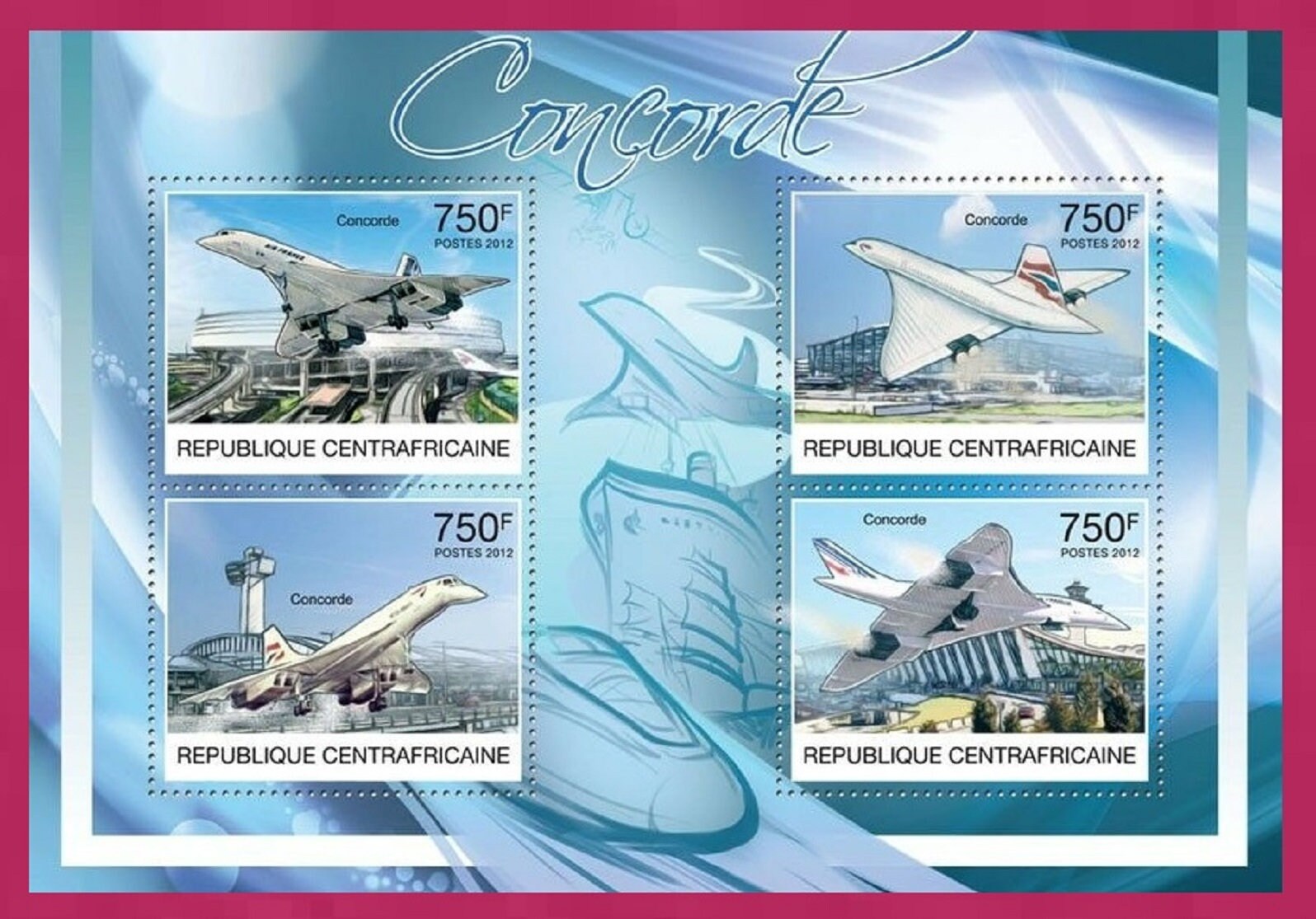 CONCORDE Supersonic Airliner Aircraft Stamp Sheets X 2 2012 Central ...