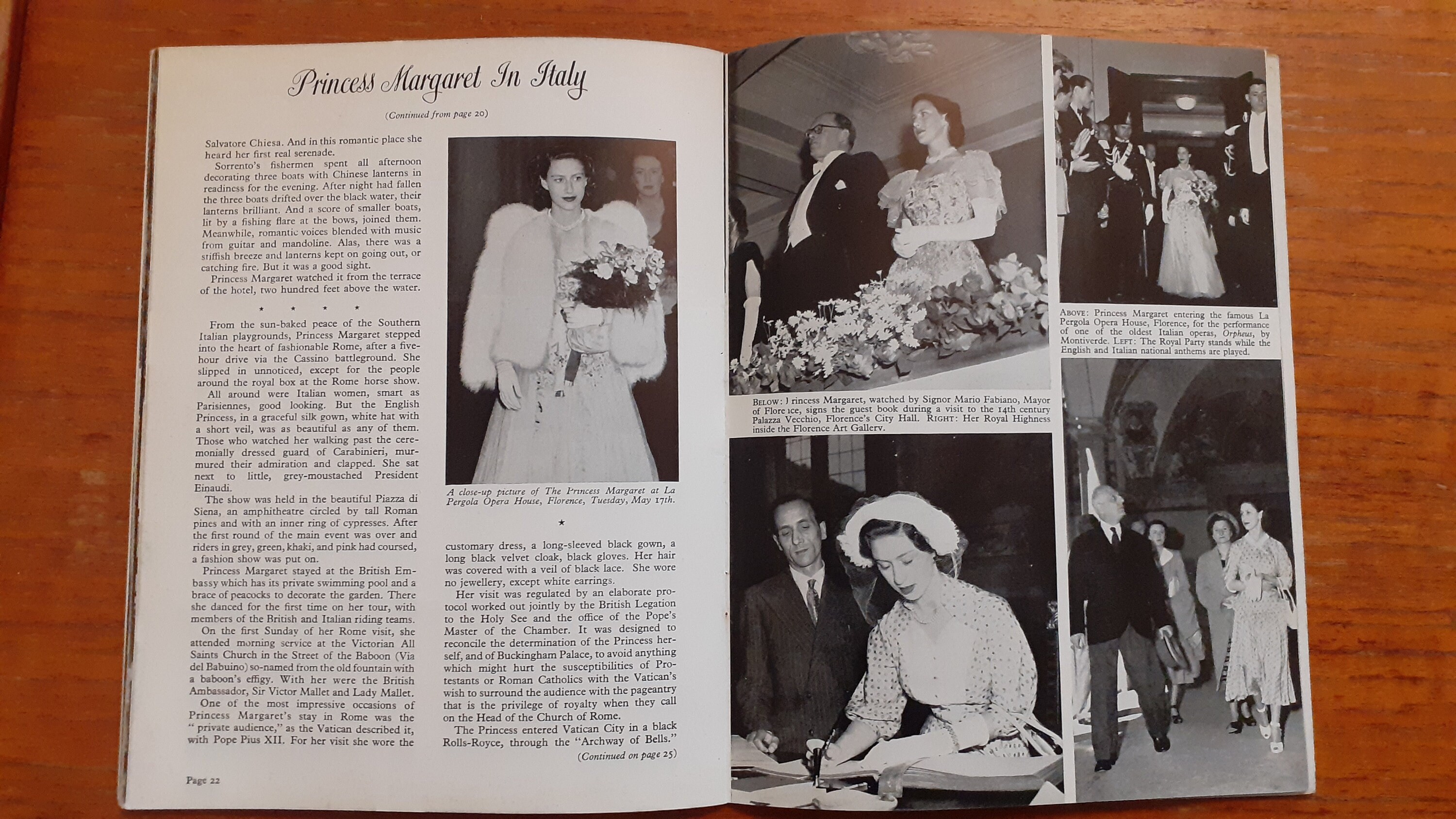 H.R.H. Princess Margaret in Italy PITKINS Royal Pictorial Souvenir ...