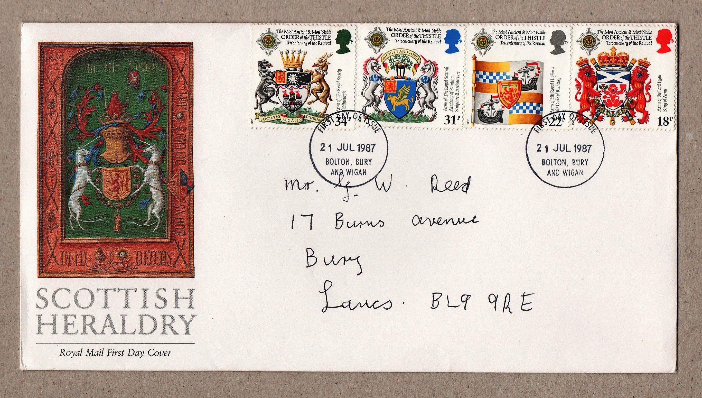 Queen Elizabeth II Scottish Heraldry ORDER of the THISTLE Stamps X 4 on ...