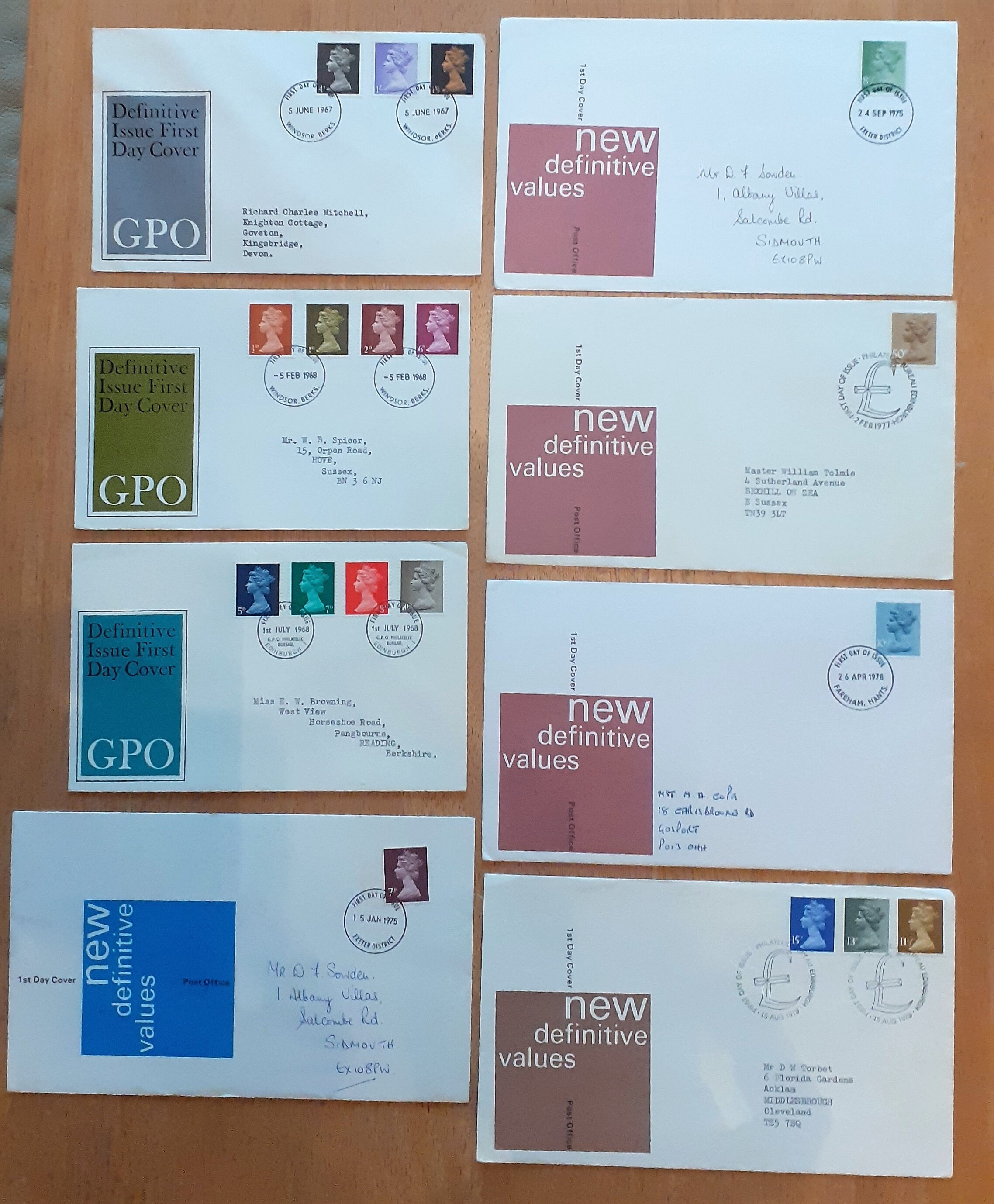 Queen Elizabeth II Memorabilia - 1967 to 1979 Set of 8 GB Postal Covers ...