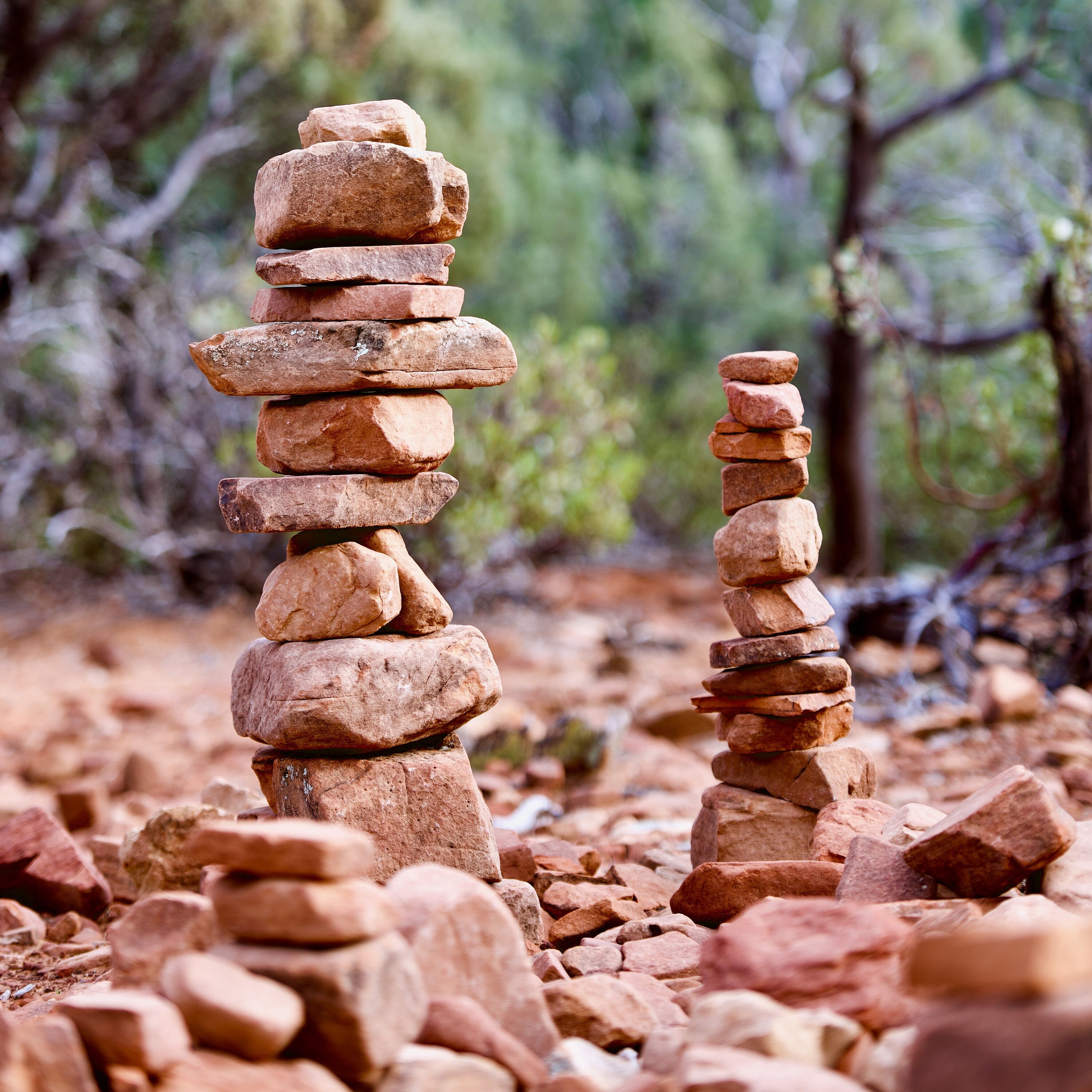 Rock Cairns, Red Rock, Sedona Arizona, Stack Stones Arizona Desert ...
