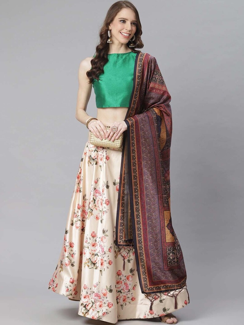 Satin Lehenga Set: Heavy Digital Print, Cotton Inner, Satin Blouse ...