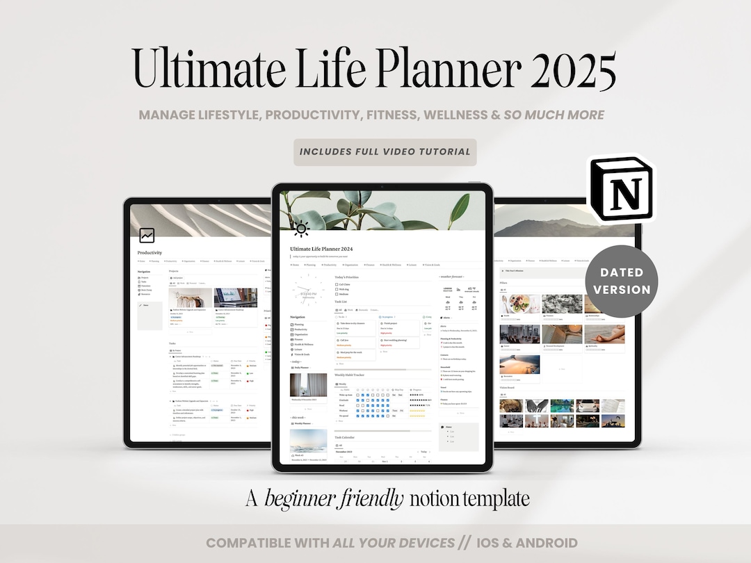 2025 Notion Life Planner Template, All in One Notion Dashboard, That ...