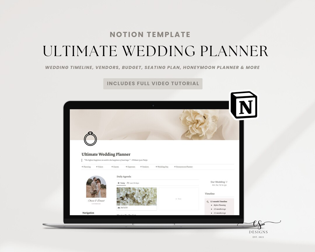 Wedding Planner Notion Template Notion Wedding Timeline - Etsy