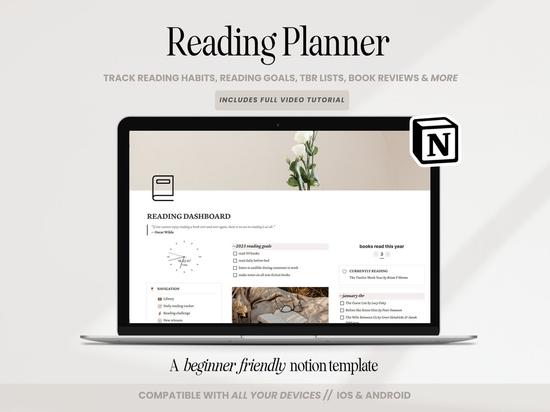 Notion Reading Journal Template, Aesthetic Notion Reading Planner ...