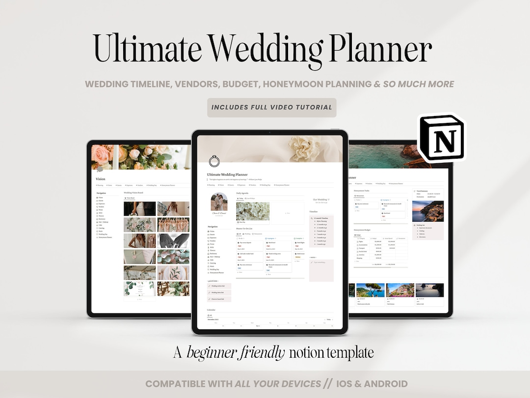 Wedding Planner Notion Template Notion Wedding Timeline - Etsy