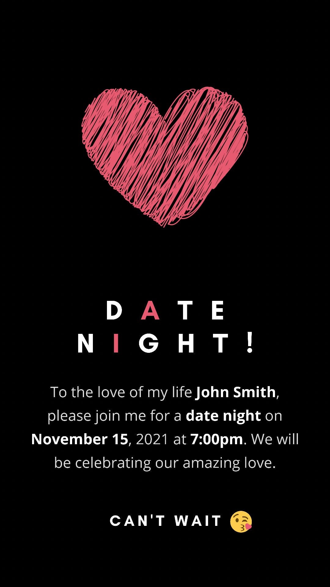 Date Night Invitation Minimalist | E-invite | Digital Phone Invitation ...