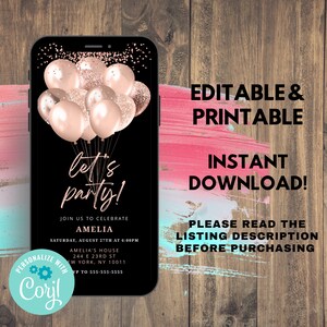 Let's Party Birthday Invitation Printable Corjl Digital - Etsy