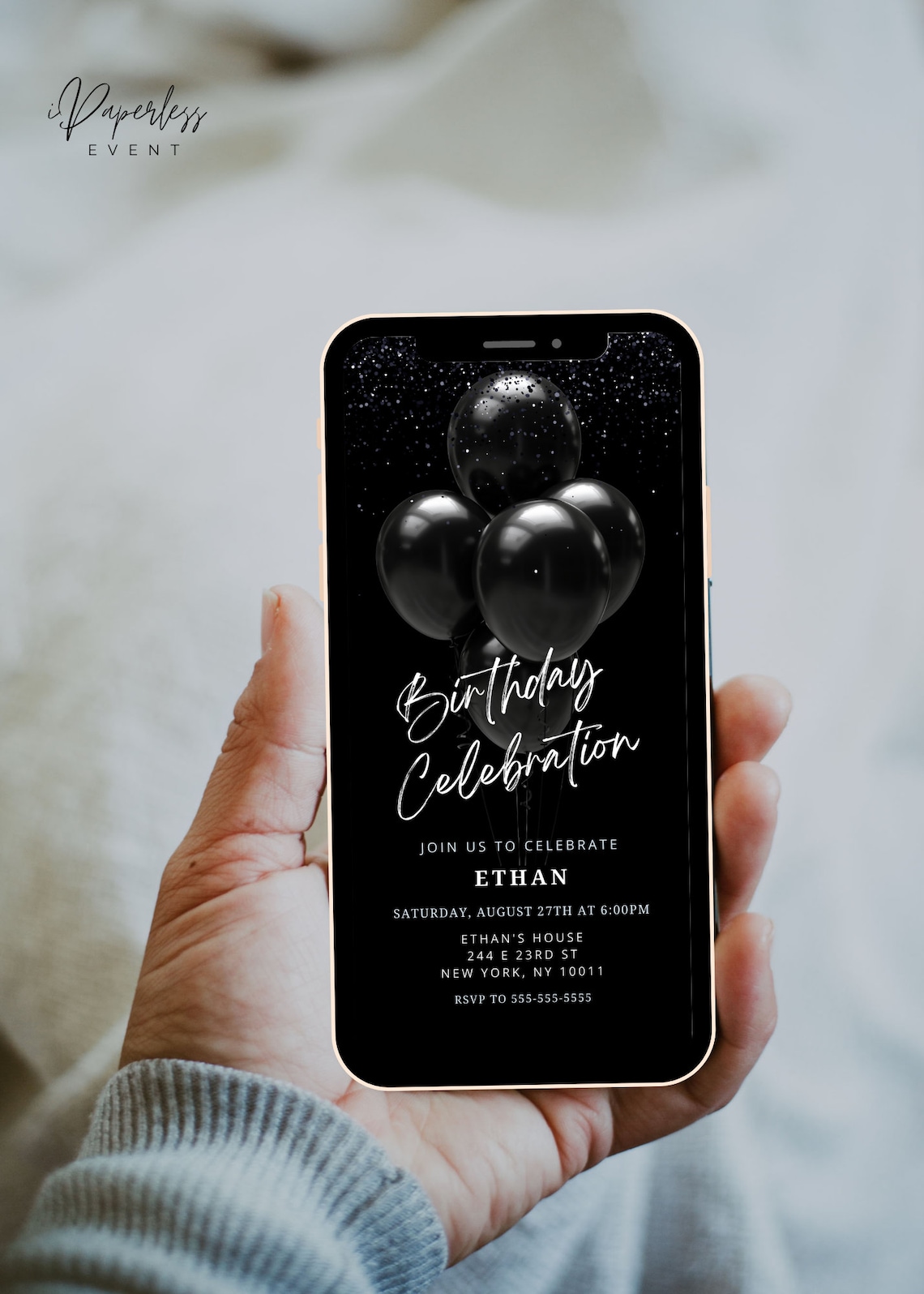 Black Birthday Invitation Digital and Printable Corjl - Etsy