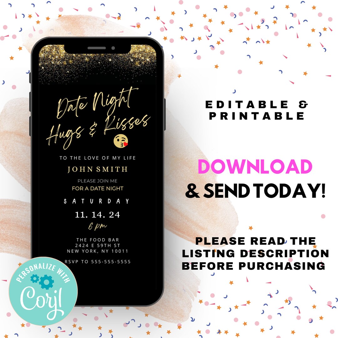 Date Night Invitation | Digital and 5x7 Printable Corjl Bundle ...