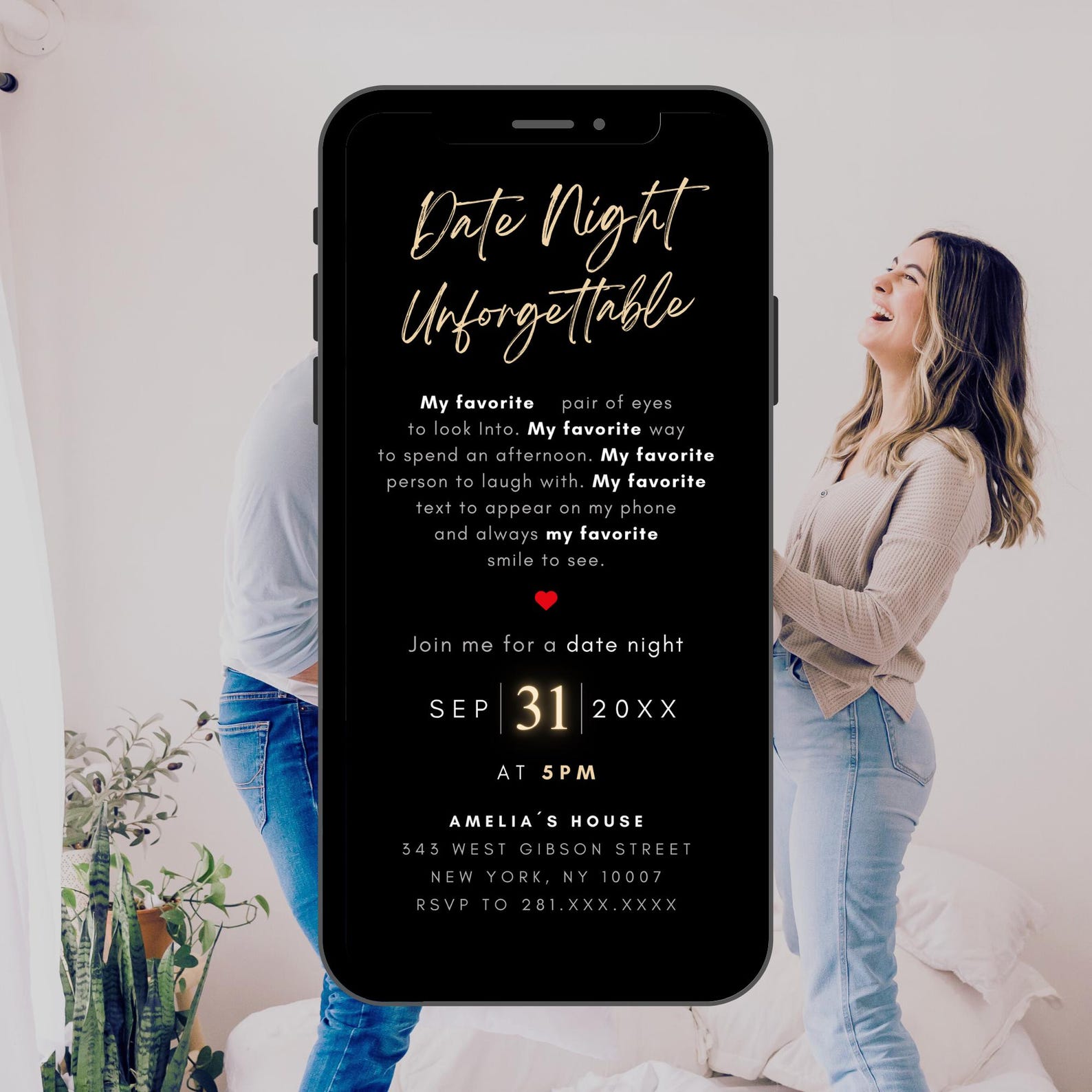 Black Date Night Invitation Animation | Dinner Date Invite ...
