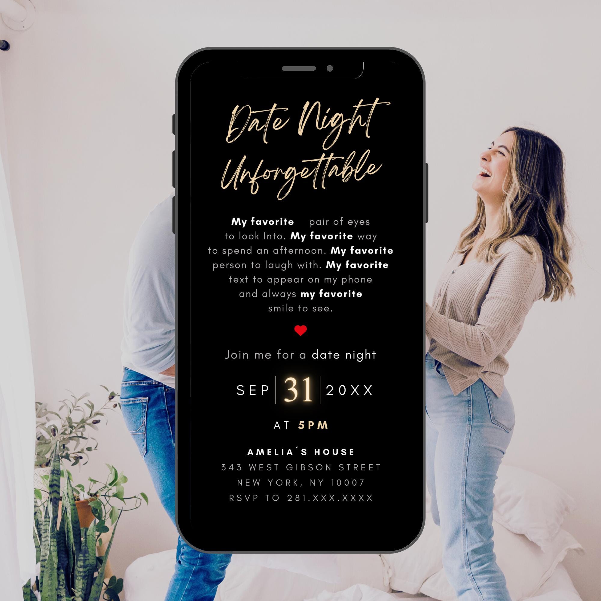 Black Date Night Invitation Animation | Dinner Date Invite ...