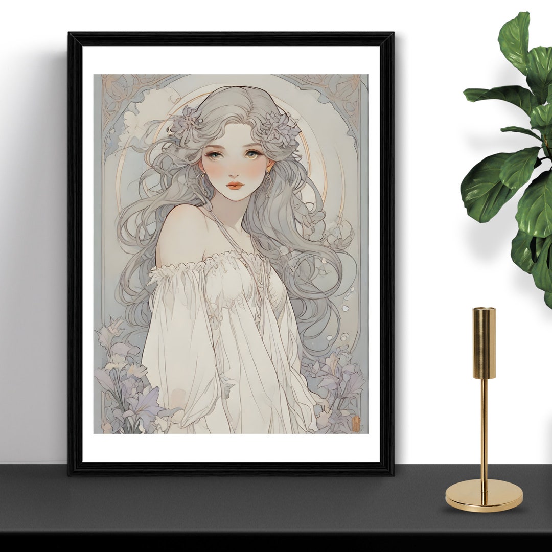 Alphonse Mucha Inspired Feminine Art Poster | Iris Collection | New Art ...