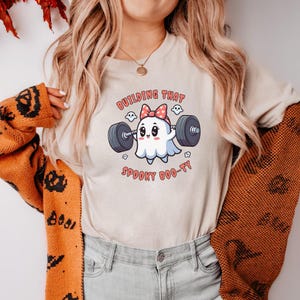 Cute Squat Ghost Gym Tshirt, Funny Halloween Fitness Clothes, Monster ...