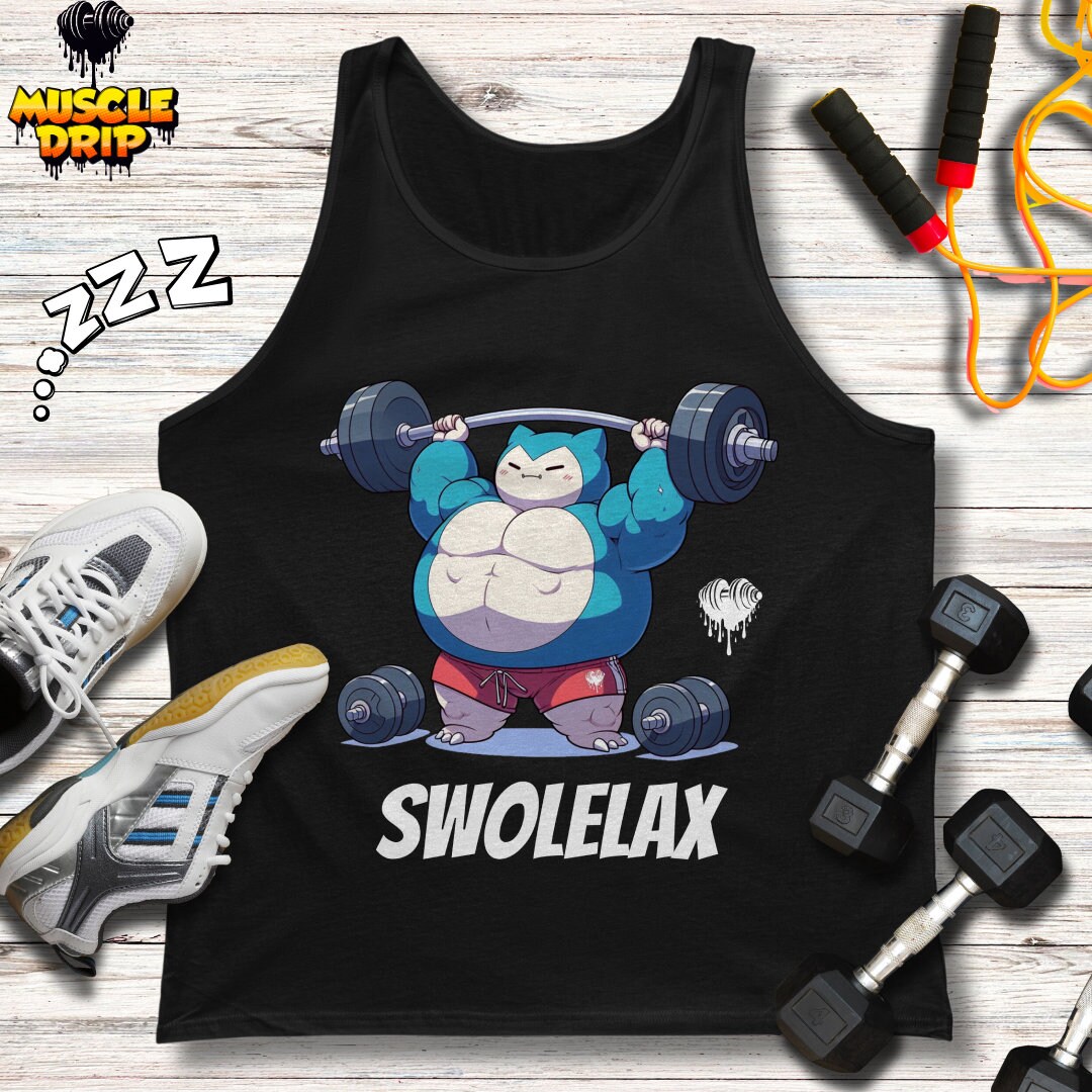 Swolelax Cute Anime Workout Tank Top Gym Lovers Funny Fitness Quote ...