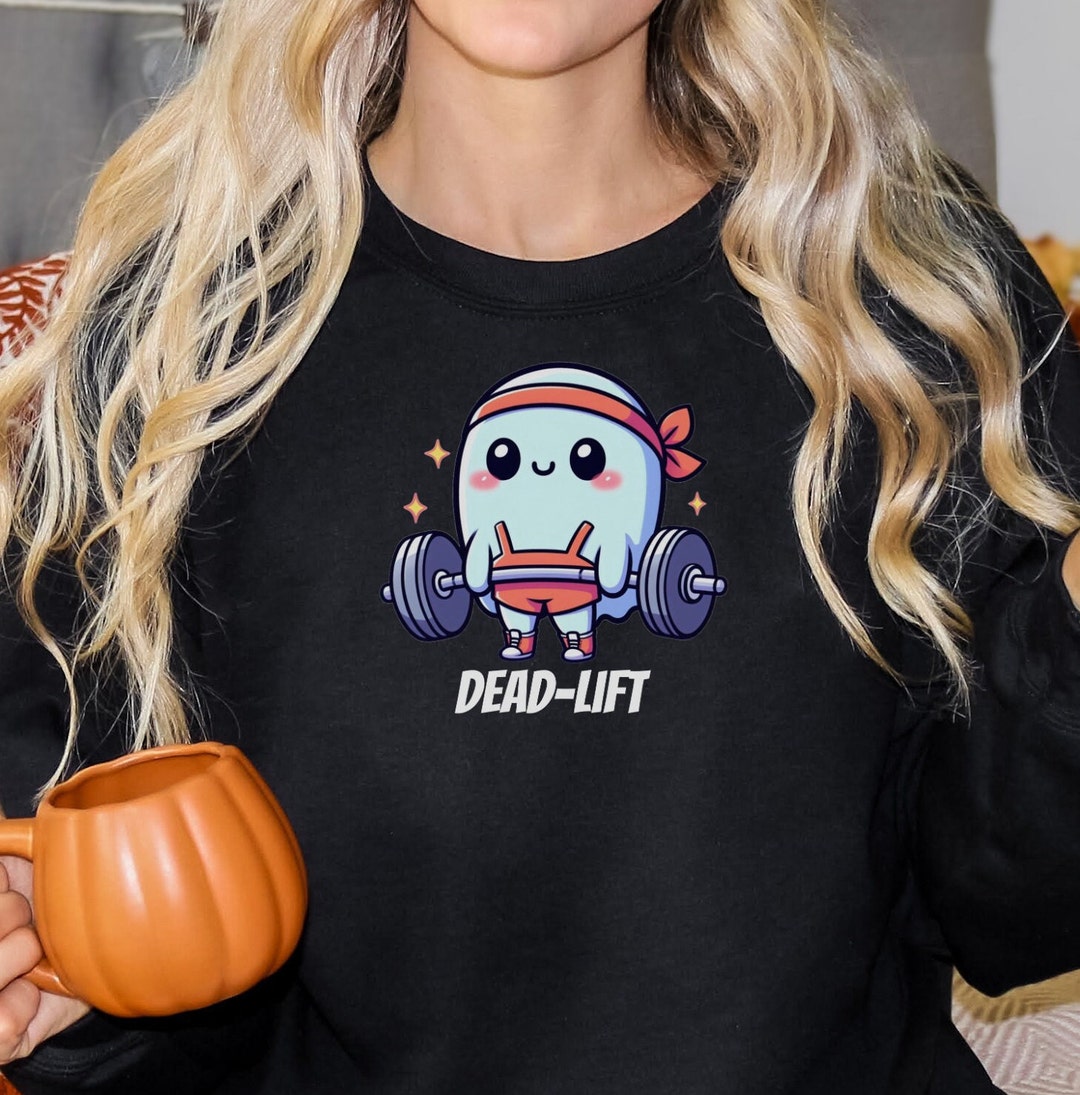 Cute Deadlift Ghost Gym Crewneck Sweater, Funny Halloween Clothes,scary ...