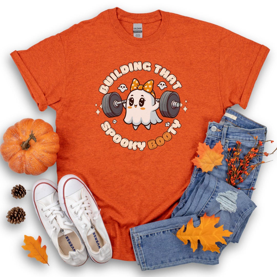 Cute Squat Ghost Gym Shirt, Funny Halloween Clothes, Scary Horror ...