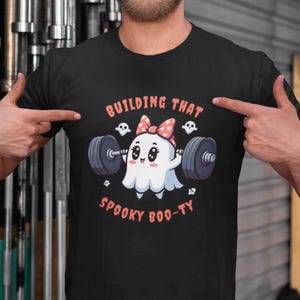 Cute Squat Ghost Gym Tshirt, Funny Halloween Fitness Clothes, Monster ...