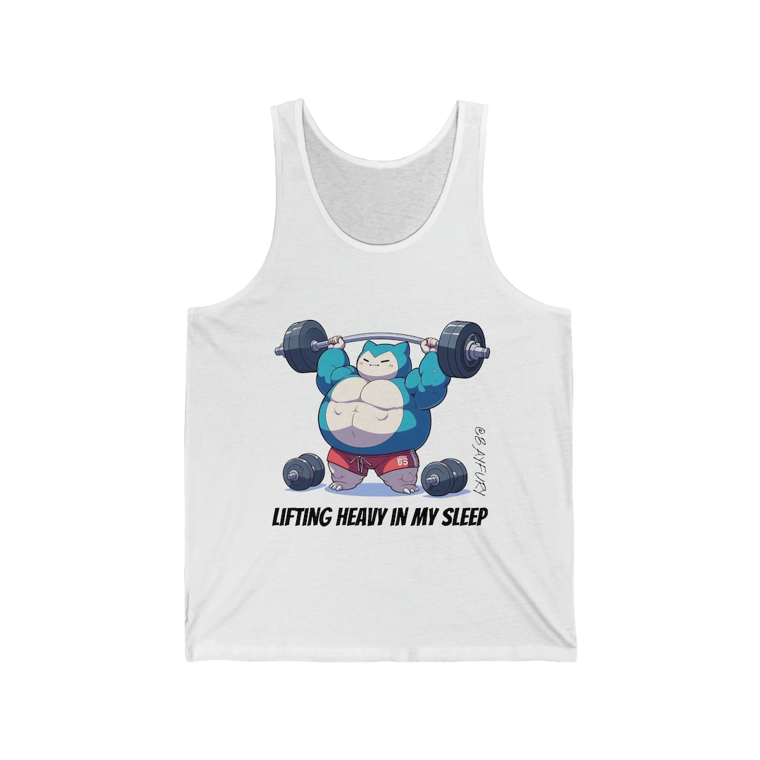 Cute Anime Top, Pika, Snor lifting Heavy in My Sleep, Muscle T-shirt ...