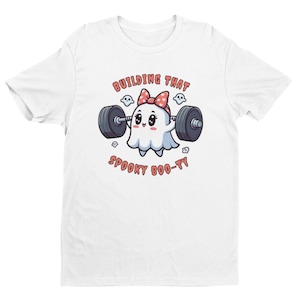Cute Squat Ghost Gym Tshirt, Funny Halloween Fitness Clothes, Monster ...