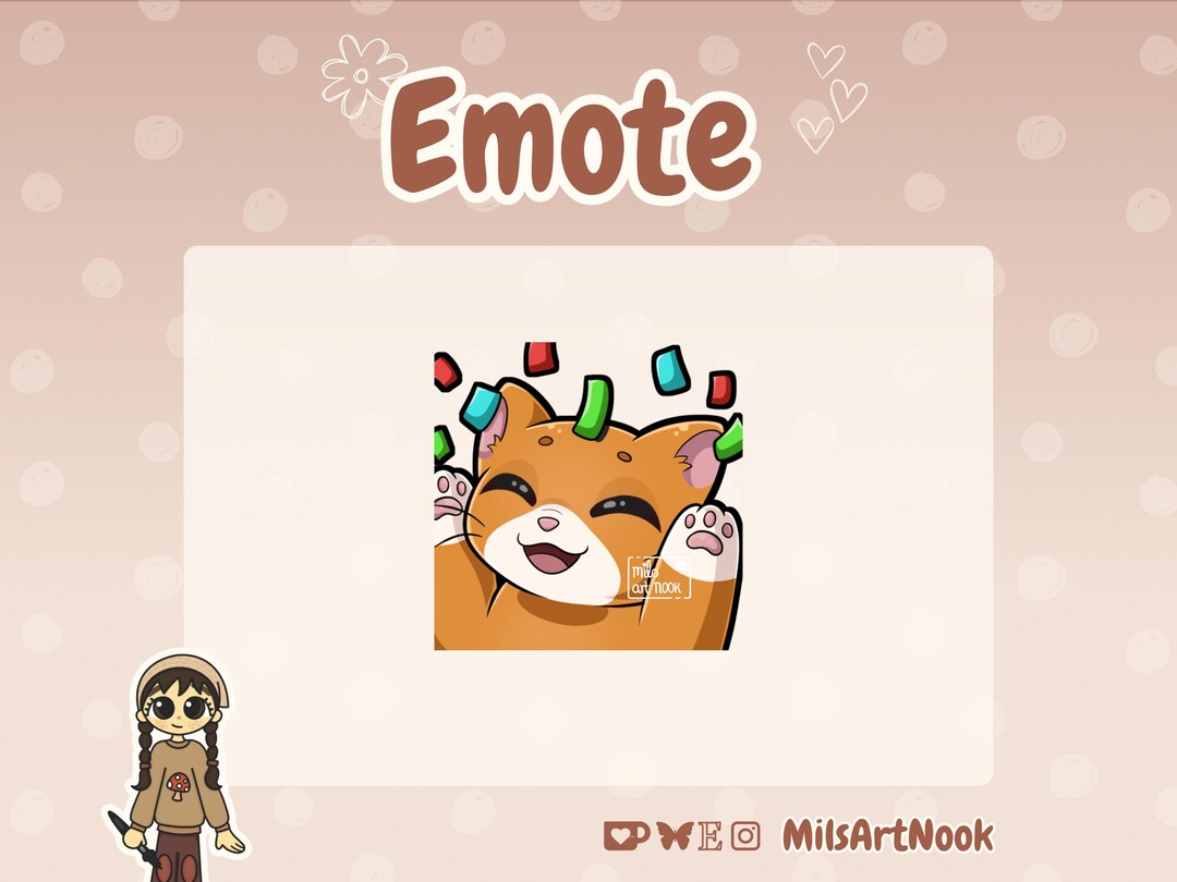 Orange Cat Hype Confetti | Cute Cat Emote Premade for Twitch and ...