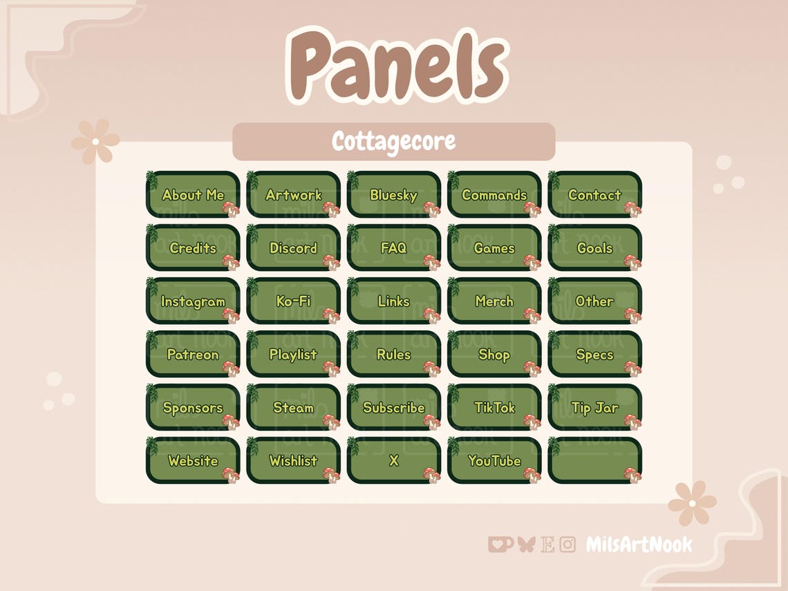 Cottagecore Stream Package | Overlays, Panels, Alerts, Channel Point ...