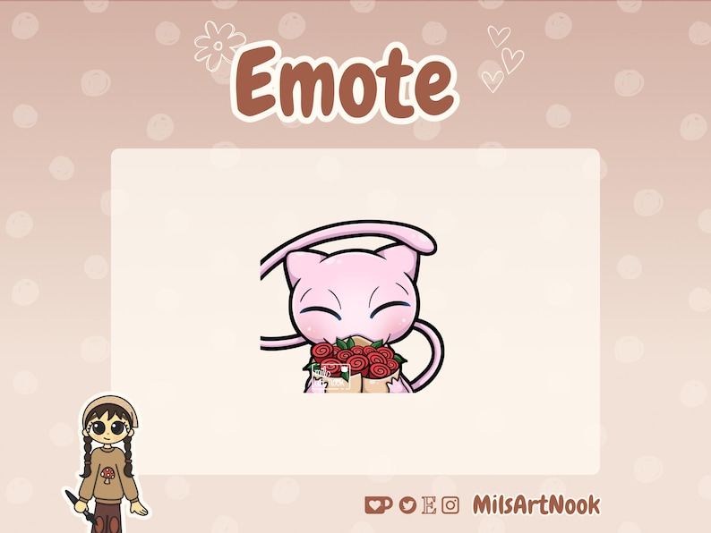 Mew Valentines Roses Cute Pokemon Emote Premade for Twitch and Discord ...