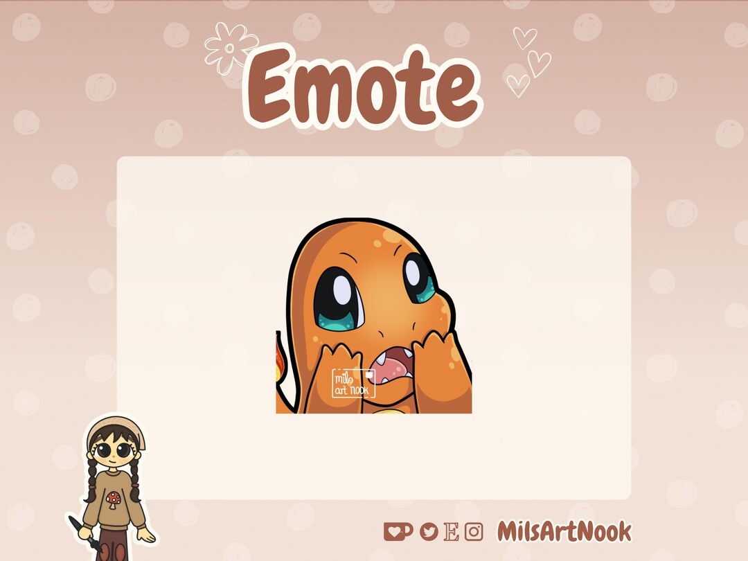 Charmander Shocked Cute Pokemon Emote Premade for Twitch and Discord ...