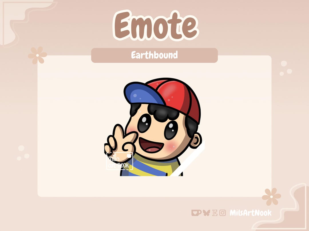 Ness Peace | Earthbound Emote Premade for Twitch and Discord | Cute ...