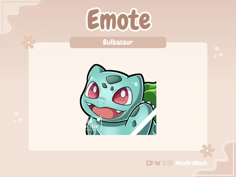 Bulbasaur Wave | Cute Pokemon Emote Premade for Twitch and Discord ...