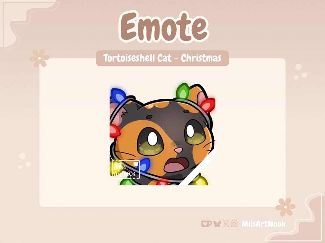 Tortoiseshell Cat Christmas Lights | Emote Premade for Twitch and ...