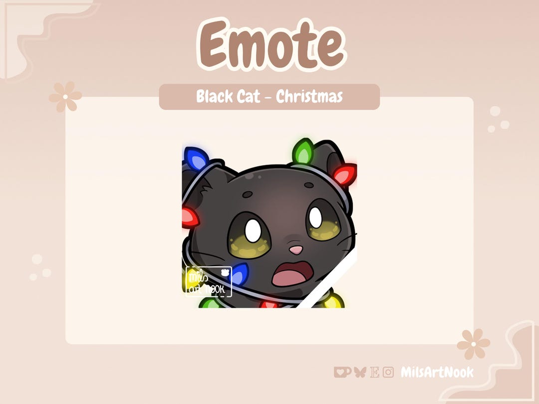 Christmas Black Cat Lights | Emote Premade for Twitch and Discord ...