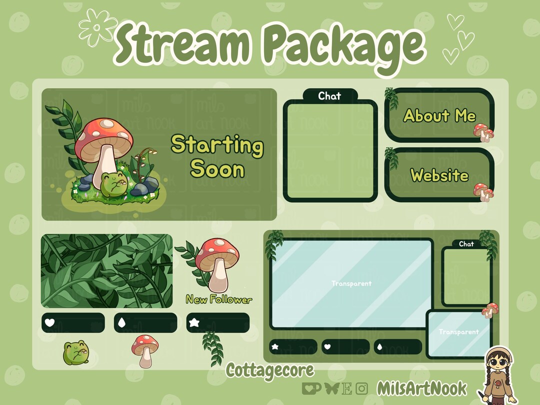 Cottagecore Stream Package | Overlays, Panels, Alerts, Channel Point ...