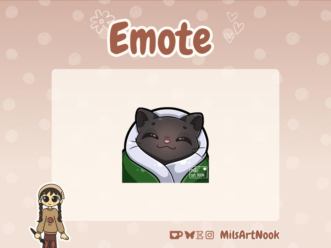 Black Cat Cozy Blanket | Cute Cat Emote Premade for Twitch and Discord ...