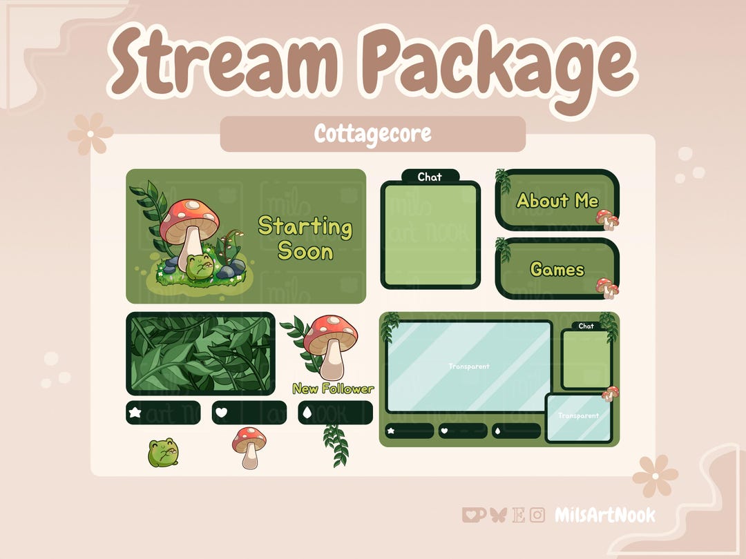 Cottagecore Stream Package | Overlays, Panels, Alerts, Channel Point ...