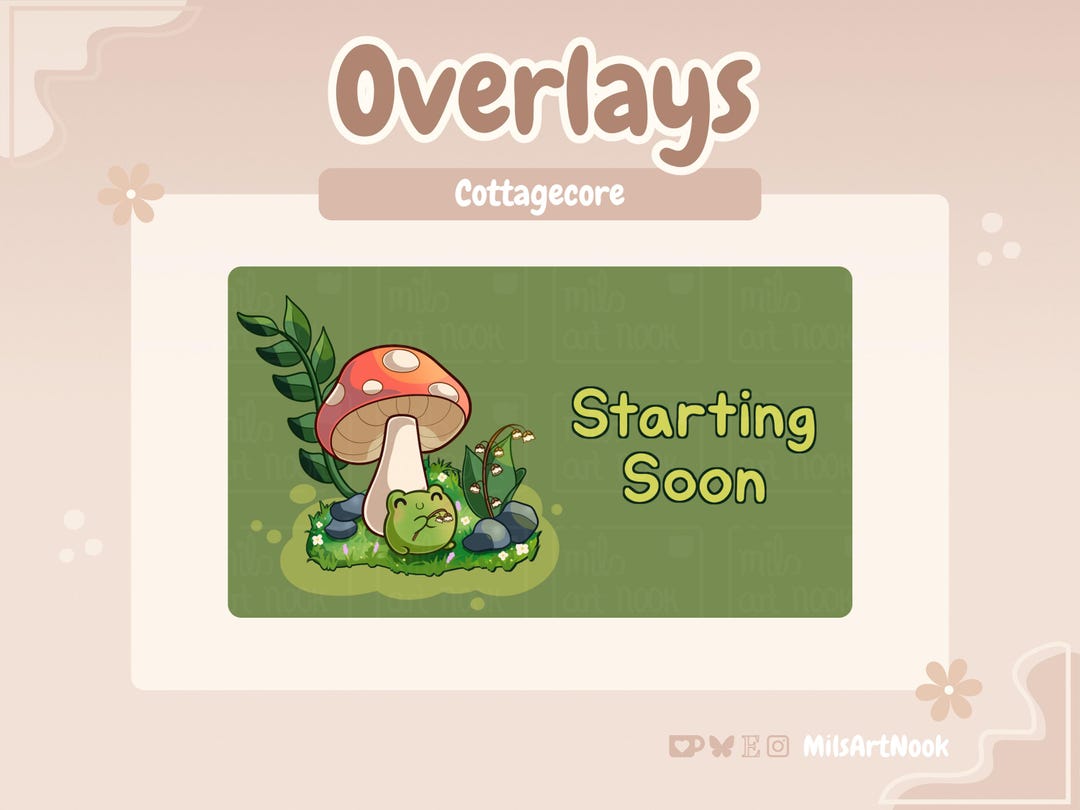 Cottagecore Stream Overlays and ANIMATED Scenes | Cute Stream Assets ...
