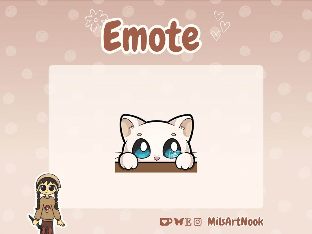 White Cat Lurk | Cute Cat Emote Premade for Twitch and Discord ...