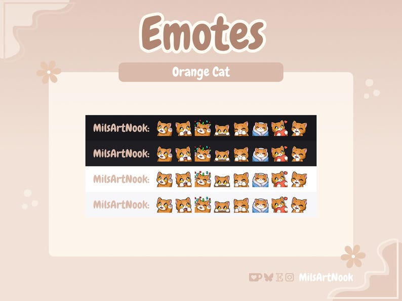 Orange Cat Emotes | Bundle of 8 PNG Emotes for Twitch and Discord ...