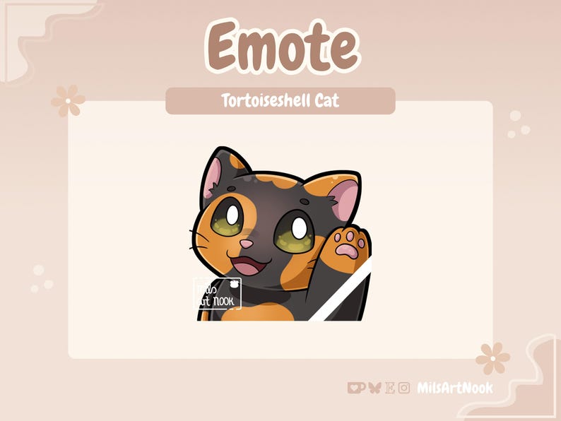 Tortoiseshell Cat Wave | Cute Cat Emote Premade for Twitch and Discord ...