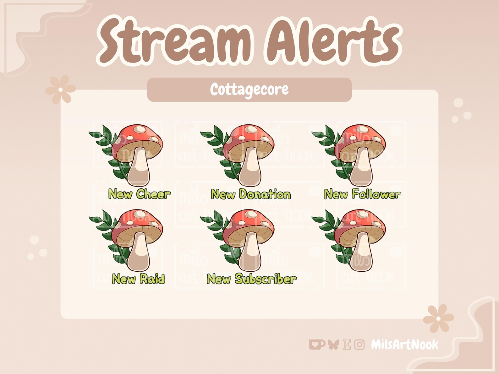 Cottagecore Stream Package | Overlays, Panels, Alerts, Channel Point ...