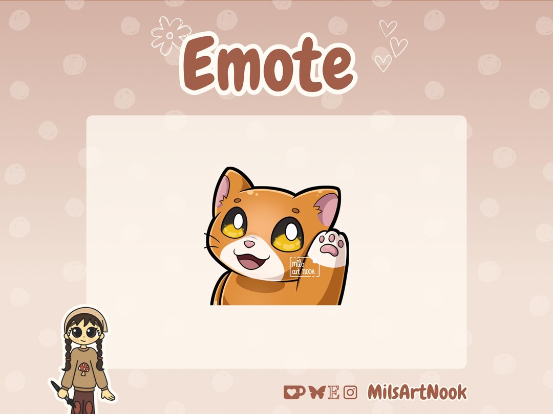 Orange Cat Wave | Cute Cat Emote Premade for Twitch and Discord ...