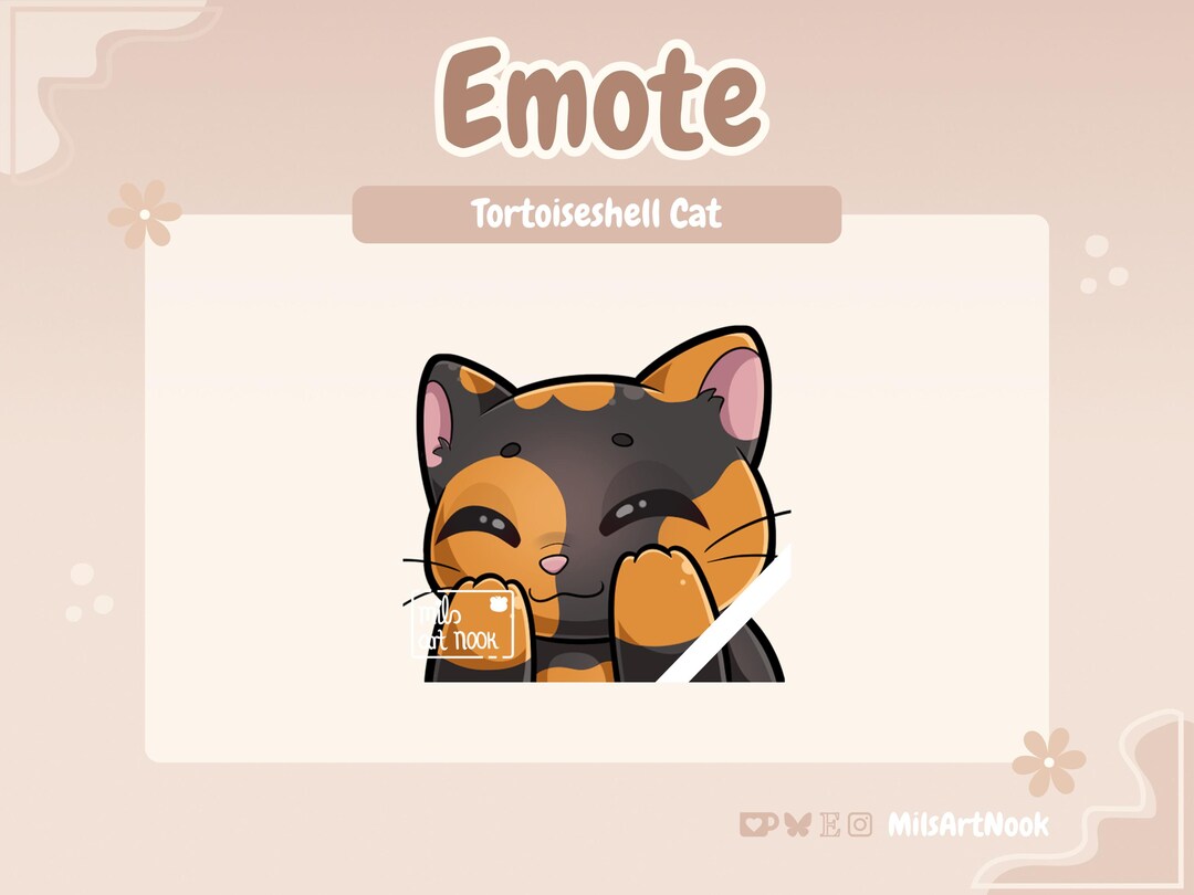Tortoiseshell Cat Shy | Cute Cat Emote Premade for Twitch and Discord ...