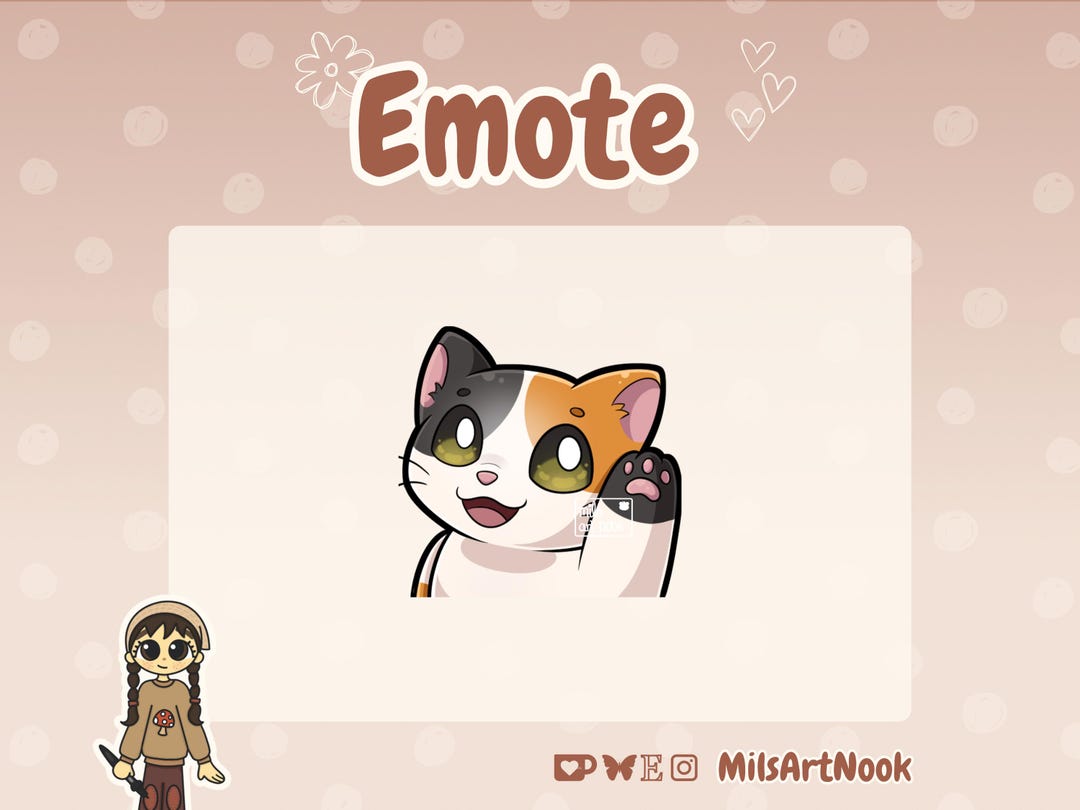 Calico Cat Wave | Cute Cat Emote Premade for Twitch and Discord ...