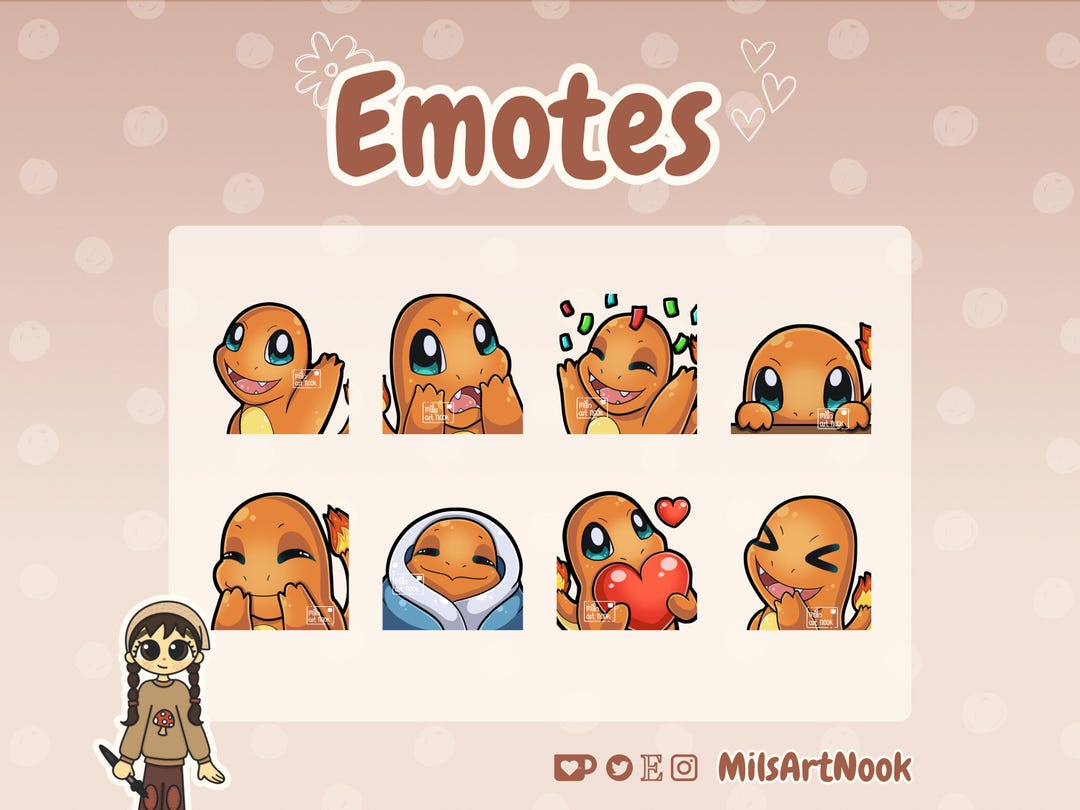 Charmander Cute Pokemon Emote Set Premade for Twitch and Discord ...