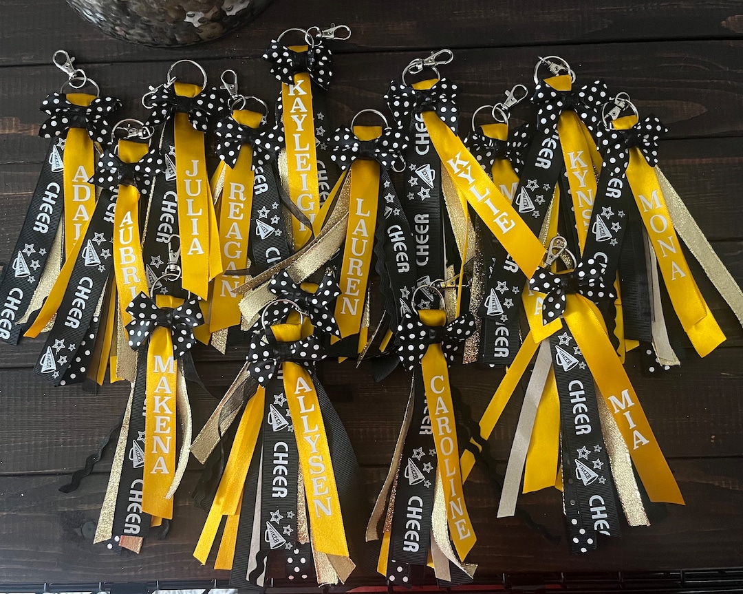 Cheer Team Ribbon Zipper Pull Name Tags, Cheer Bag Tag - Etsy