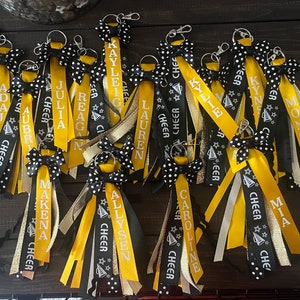 Cheer Team Ribbon Zipper Pull Name Tags, Cheer Bag Tag - Etsy