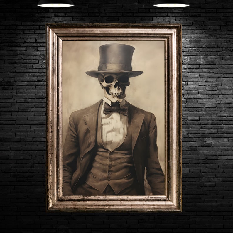 Skeleton Couple 2 Piece Set Downloadable Printable Wall Art Trendy Halloween Decor Vintage Decor ...