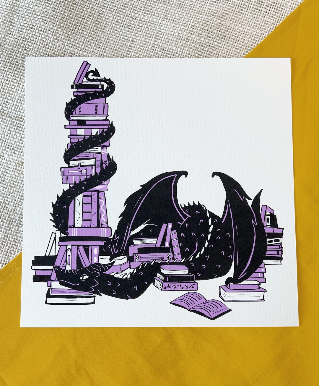 Book Wyrm Dragon | Art Print - Etsy